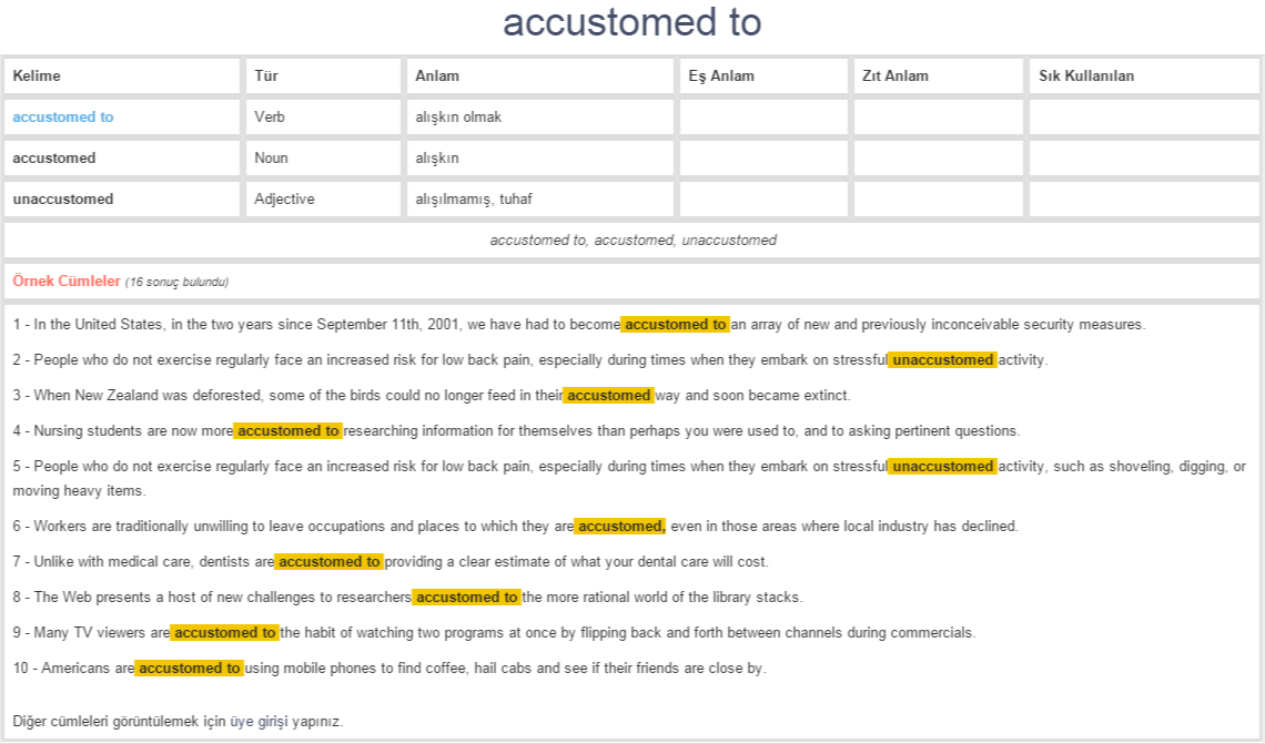accustomed to ne demek, anlamı nedir | YDS - YÖKDİL İNGİLİZCE-TÜRKÇE ...