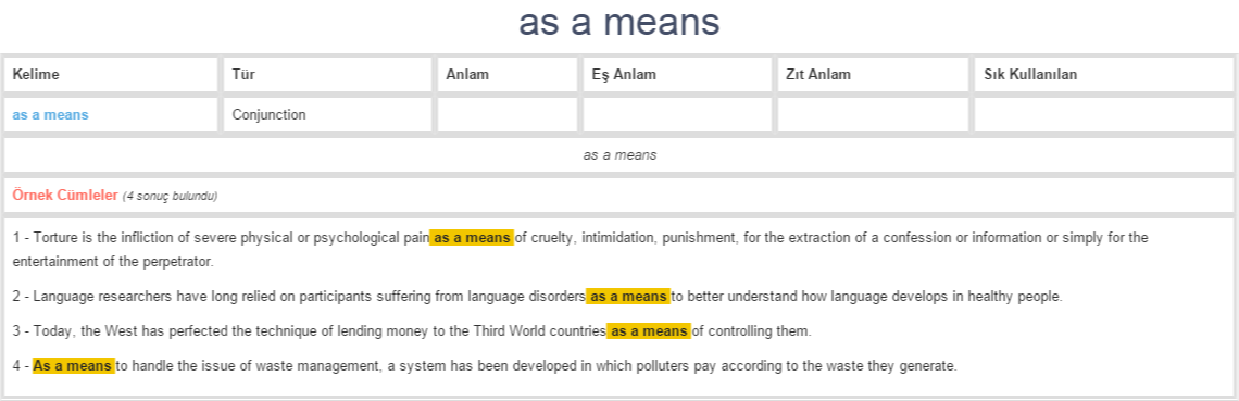 as a means ne demek, anlamı nedir | YDS - YÖKDİL İNGİLİZCE-TÜRKÇE ...