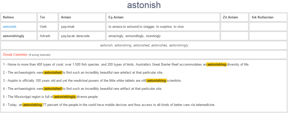 astonish ne demek, anlamı nedir | YDS - YÖKDİL İNGİLİZCE-TÜRKÇE ...