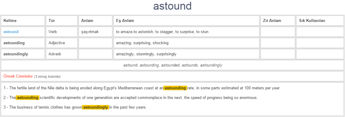 astound ne demek, anlamı nedir | YDS - YÖKDİL İNGİLİZCE-TÜRKÇE ...