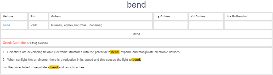 bend ne demek, anlamı nedir | YDS - YÖKDİL İNGİLİZCE-TÜRKÇE BAĞLAMSAL ...