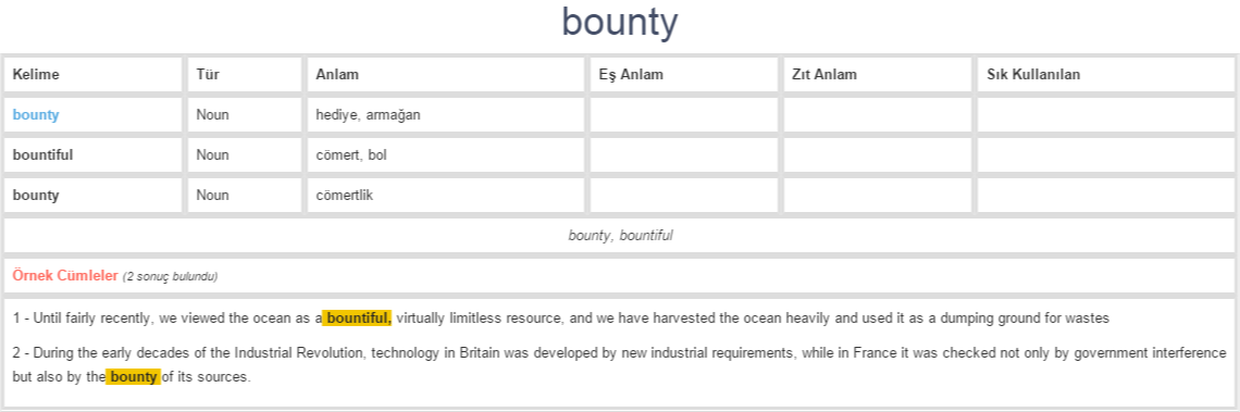 bounty ne demek, anlamı nedir | YDS - YÖKDİL İNGİLİZCE-TÜRKÇE BAĞLAMSAL ...