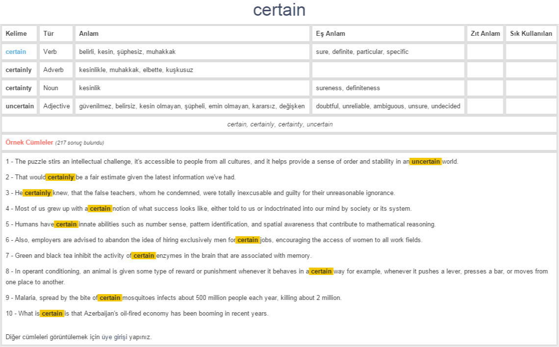 certain ne demek, anlamı nedir | YDS - YÖKDİL İNGİLİZCE-TÜRKÇE ...