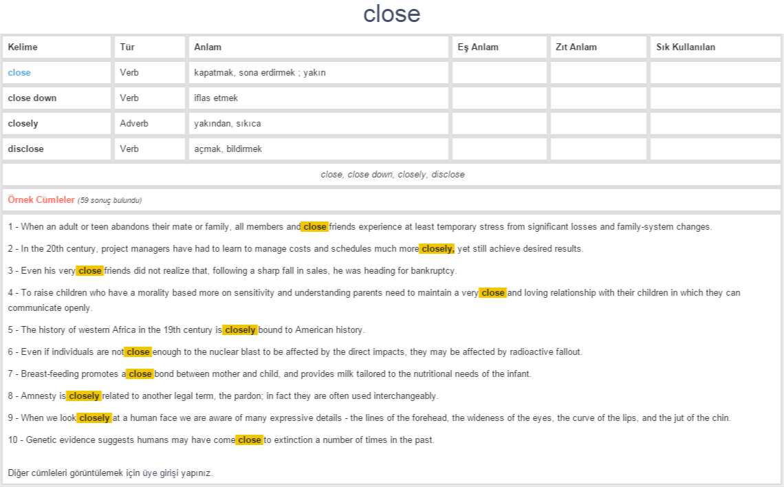 close ne demek, anlamı nedir | YDS - YÖKDİL İNGİLİZCE-TÜRKÇE BAĞLAMSAL ...