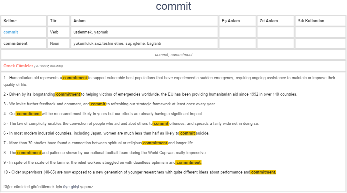 commit ne demek, anlamı nedir | YDS - YÖKDİL İNGİLİZCE-TÜRKÇE BAĞLAMSAL ...