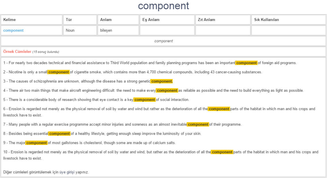 component ne demek, anlamı nedir | YDS - YÖKDİL İNGİLİZCE-TÜRKÇE ...