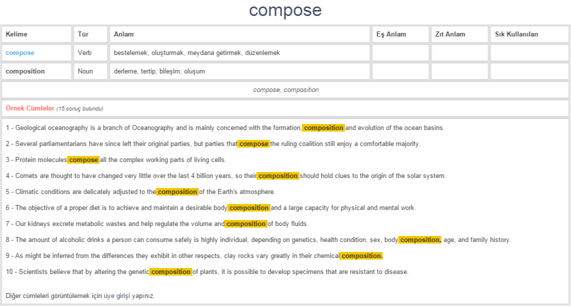 compose ne demek, anlamı nedir | YDS - YÖKDİL İNGİLİZCE-TÜRKÇE ...