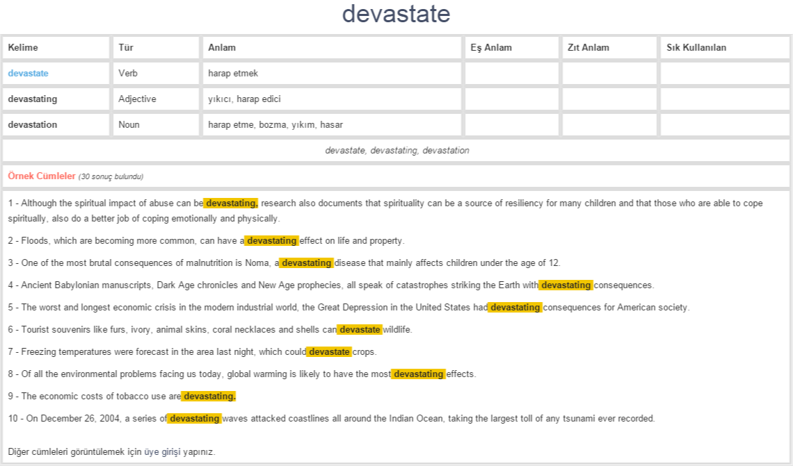 devastate ne demek, anlamı nedir | YDS - YÖKDİL İNGİLİZCE-TÜRKÇE ...