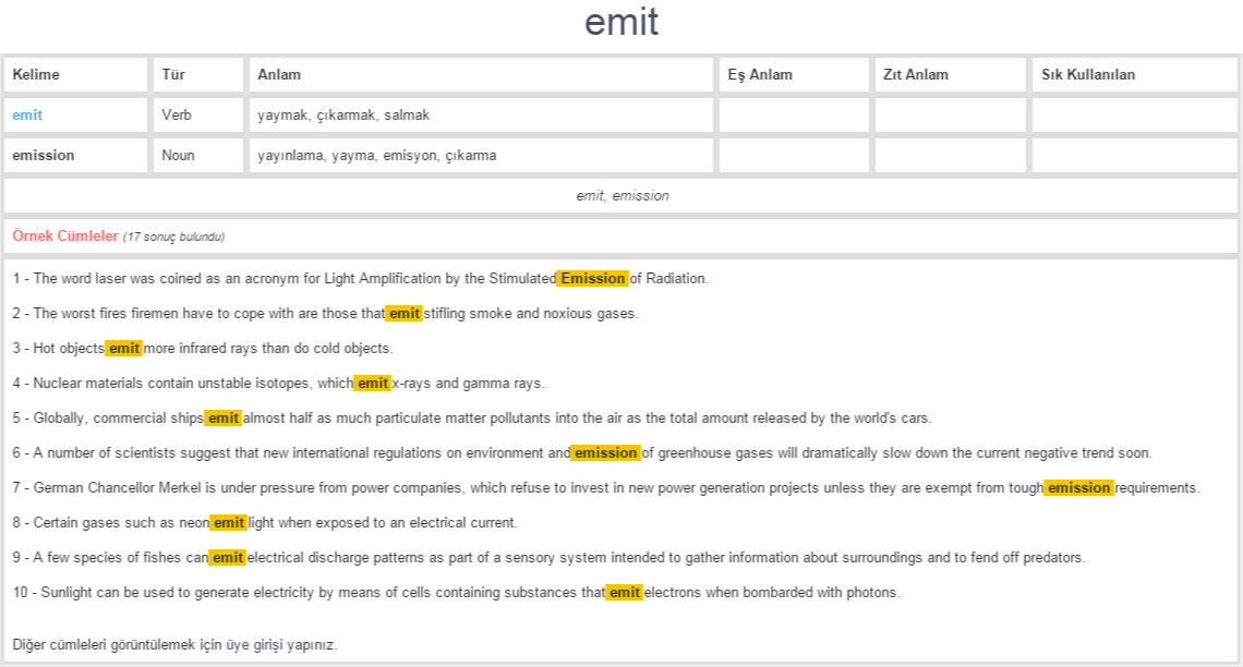 emit ne demek, anlamı nedir | YDS - YÖKDİL İNGİLİZCE-TÜRKÇE BAĞLAMSAL ...
