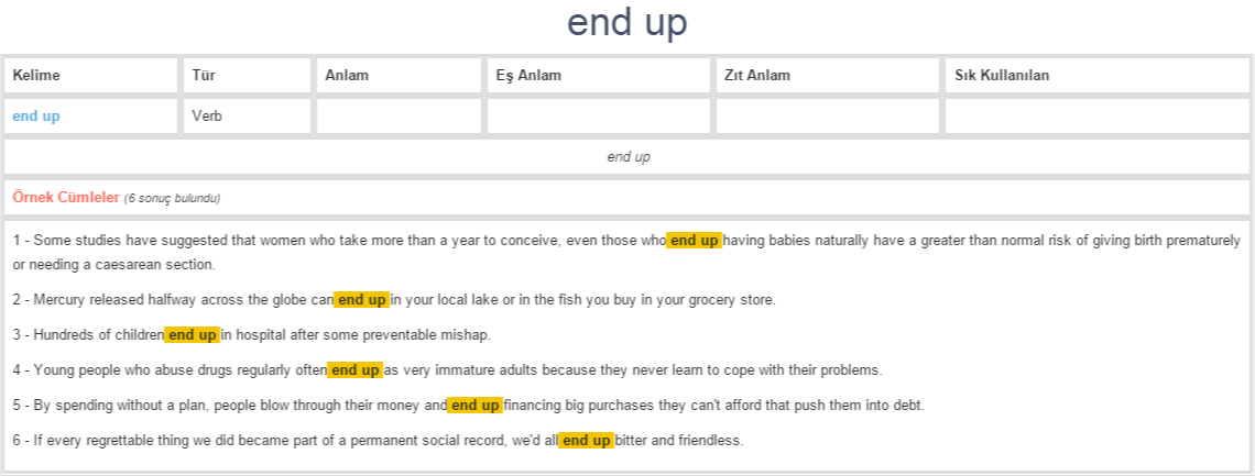 end up ne demek, anlamı nedir | YDS - YÖKDİL İNGİLİZCE-TÜRKÇE BAĞLAMSAL ...