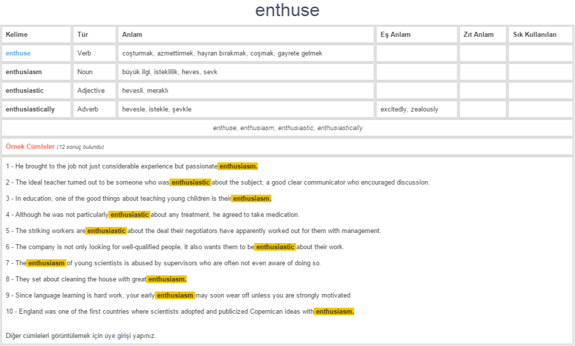 enthuse ne demek, anlamı nedir | YDS - YÖKDİL İNGİLİZCE-TÜRKÇE ...