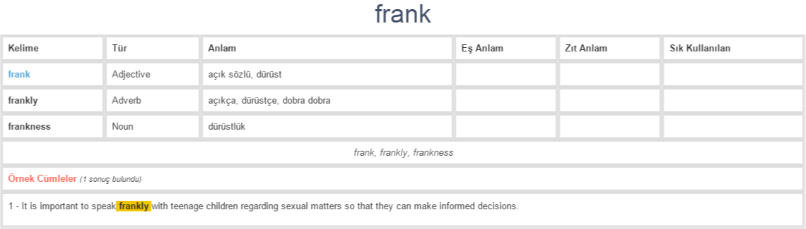 frank ne demek, anlamı nedir | YDS - YÖKDİL İNGİLİZCE-TÜRKÇE BAĞLAMSAL ...