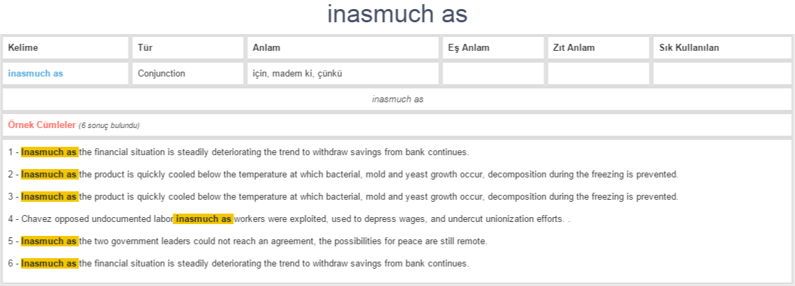 inasmuch as ne demek, anlamı nedir | YDS - YÖKDİL İNGİLİZCE-TÜRKÇE ...