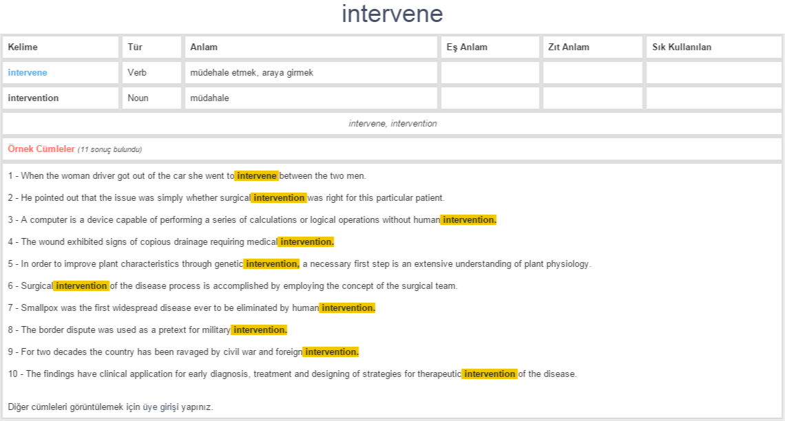 intervene ne demek, anlamı nedir | YDS - YÖKDİL İNGİLİZCE-TÜRKÇE ...