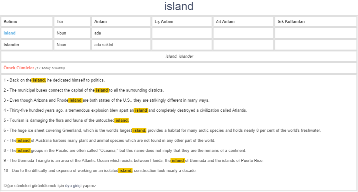 island ne demek, anlamı nedir | YDS - YÖKDİL İNGİLİZCE-TÜRKÇE BAĞLAMSAL ...