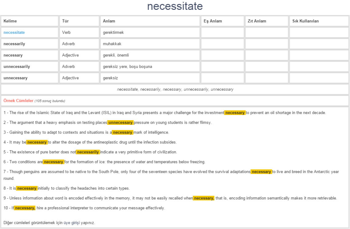 necessitate ne demek, anlamı nedir | YDS - YÖKDİL İNGİLİZCE-TÜRKÇE ...