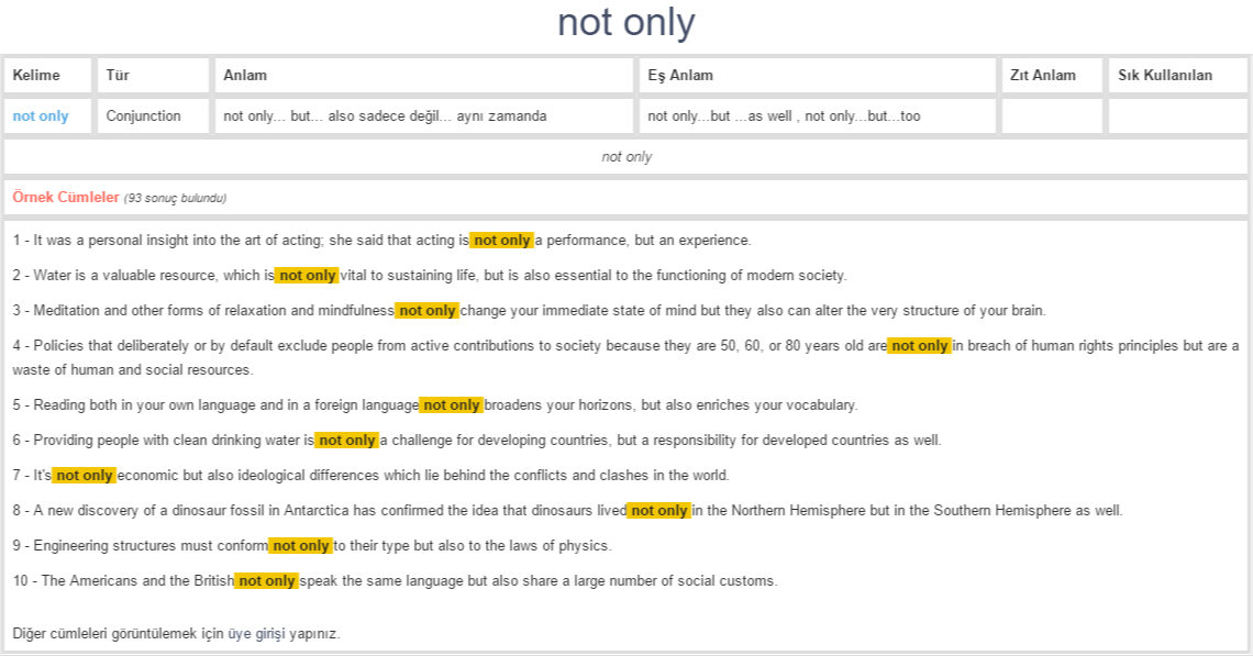 not only ne demek, anlamı nedir | YDS - YÖKDİL İNGİLİZCE-TÜRKÇE ...
