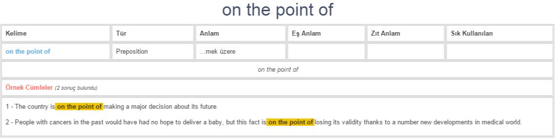 on the point of ne demek, anlamı nedir | YDS - YÖKDİL İNGİLİZCE-TÜRKÇE ...
