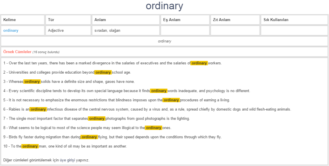 ordinary ne demek, anlamı nedir | YDS - YÖKDİL İNGİLİZCE-TÜRKÇE ...