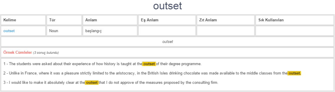 outset ne demek, anlamı nedir | YDS - YÖKDİL İNGİLİZCE-TÜRKÇE BAĞLAMSAL ...