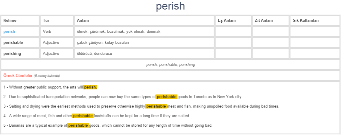 perish ne demek, anlamı nedir | YDS - YÖKDİL İNGİLİZCE-TÜRKÇE BAĞLAMSAL ...