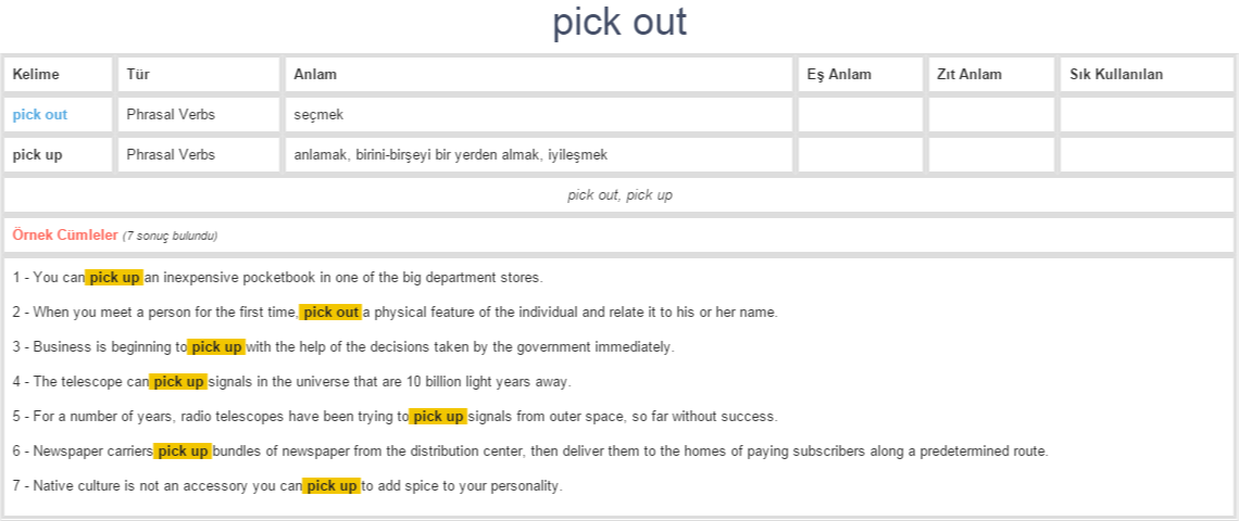 pick out ne demek, anlamı nedir | YDS - YÖKDİL İNGİLİZCE-TÜRKÇE ...