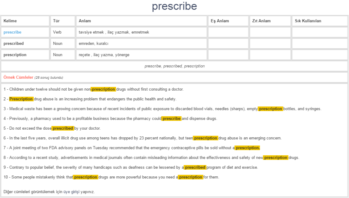 prescribe ne demek, anlamı nedir | YDS - YÖKDİL İNGİLİZCE-TÜRKÇE ...