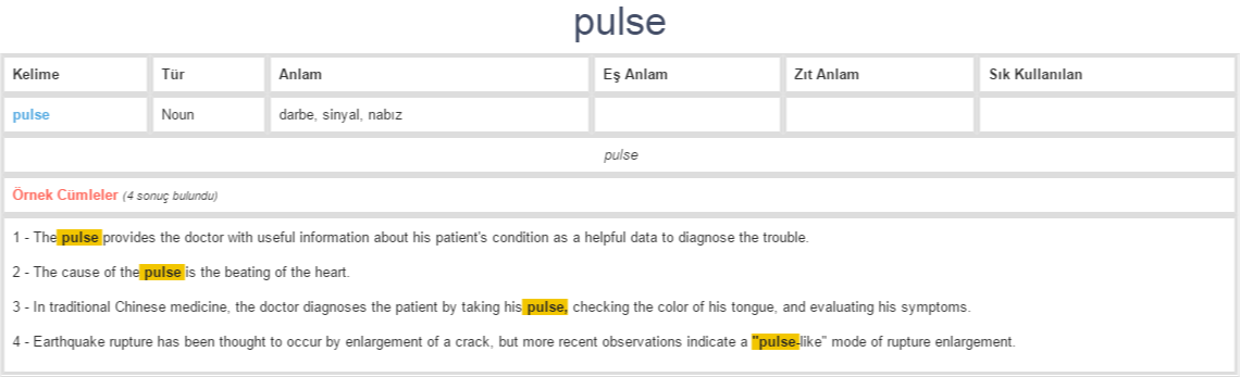 pulse ne demek, anlamı nedir | YDS - YÖKDİL İNGİLİZCE-TÜRKÇE BAĞLAMSAL ...