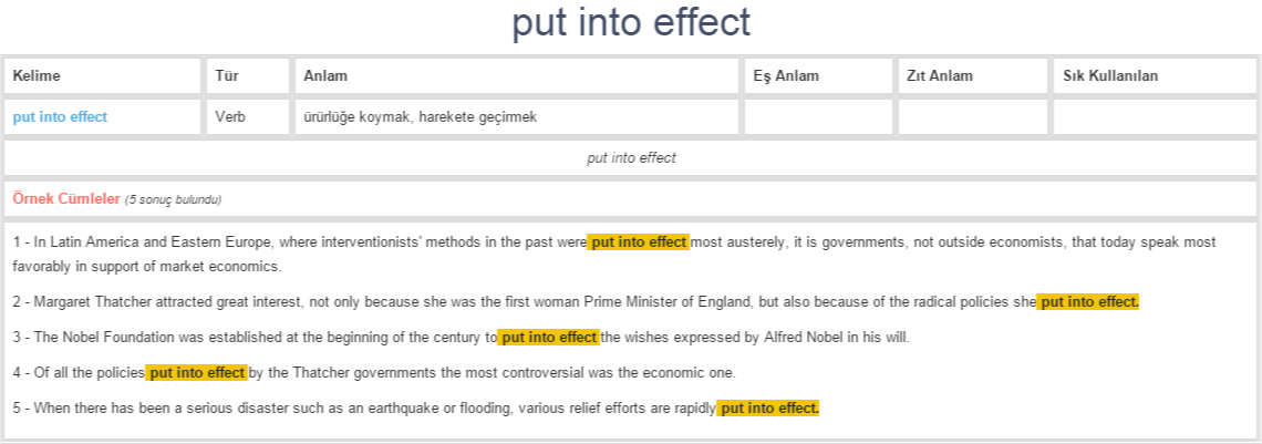 put into effect ne demek, anlamı nedir | YDS - YÖKDİL İNGİLİZCE-TÜRKÇE ...