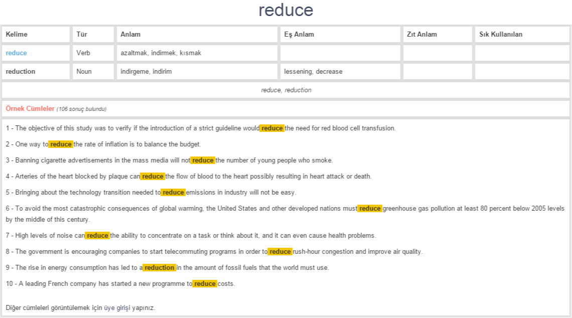 reduce ne demek, anlamı nedir | YDS - YÖKDİL İNGİLİZCE-TÜRKÇE BAĞLAMSAL ...