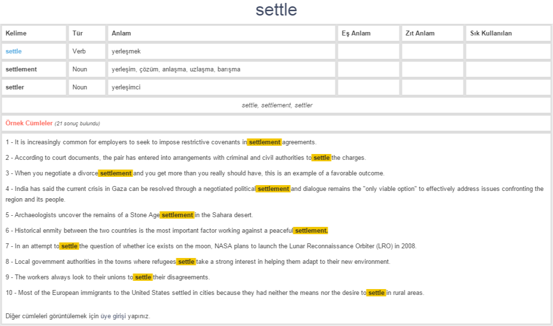 settle ne demek, anlamı nedir | YDS - YÖKDİL İNGİLİZCE-TÜRKÇE BAĞLAMSAL ...