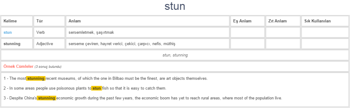 stun ne demek, anlamı nedir | YDS - YÖKDİL İNGİLİZCE-TÜRKÇE BAĞLAMSAL ...