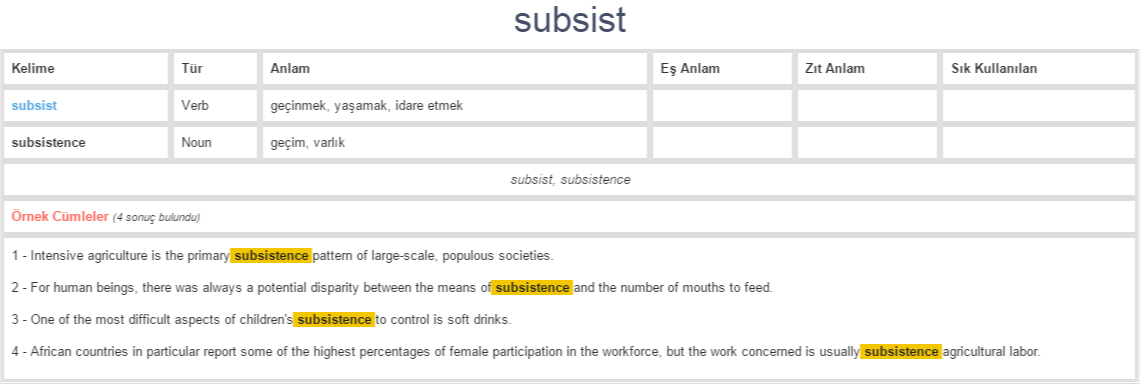 subsist ne demek, anlamı nedir | YDS - YÖKDİL İNGİLİZCE-TÜRKÇE ...