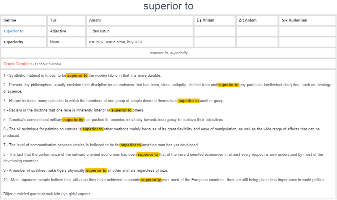 superior to ne demek, anlamı nedir | YDS - YÖKDİL İNGİLİZCE-TÜRKÇE ...