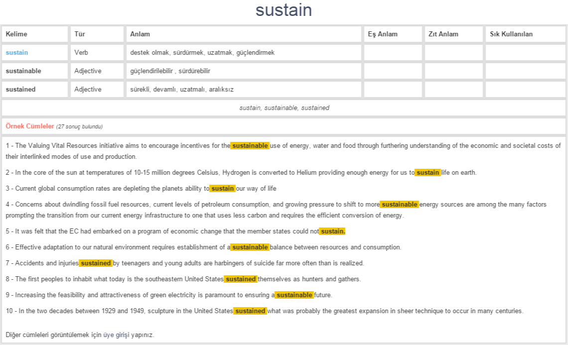 sustain ne demek, anlamı nedir | YDS - YÖKDİL İNGİLİZCE-TÜRKÇE ...