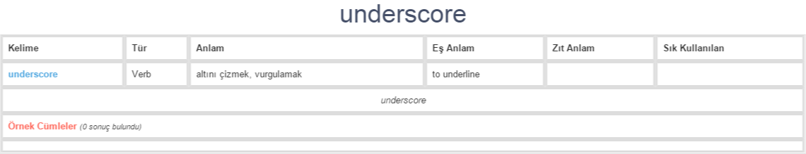 underscore ne demek, anlamı nedir | YDS - YÖKDİL İNGİLİZCE-TÜRKÇE ...