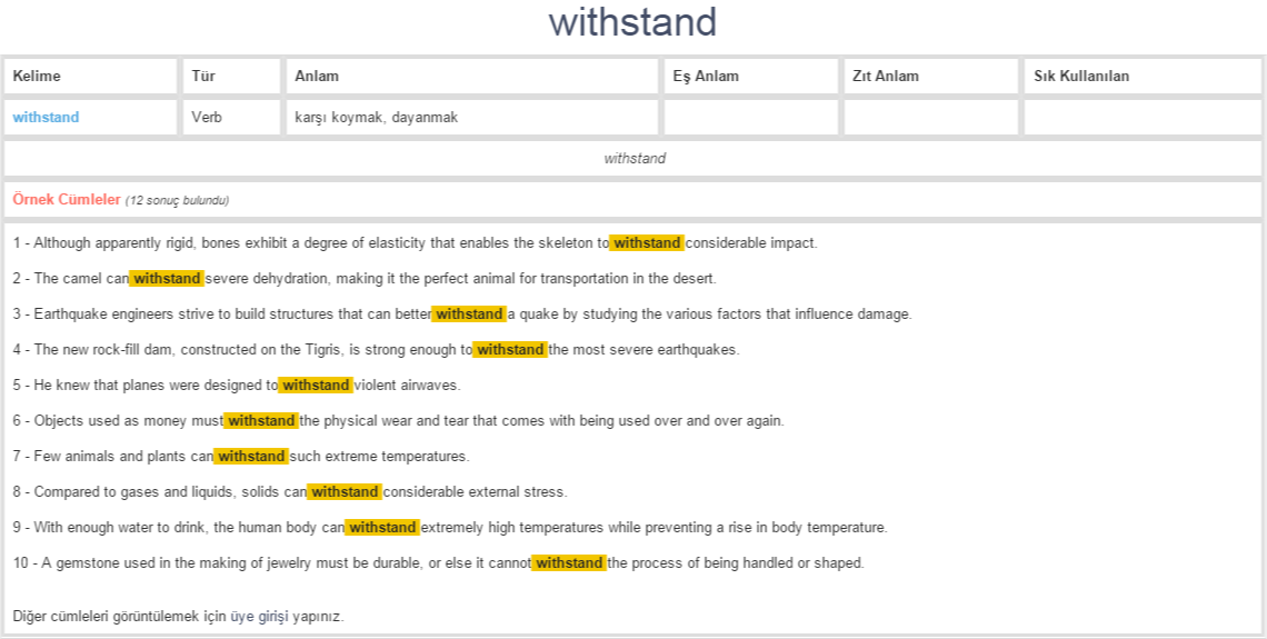 withstand ne demek, anlamı nedir | YDS - YÖKDİL İNGİLİZCE-TÜRKÇE ...